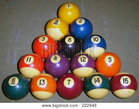 Picture or Photo of The correct racking order for 8-ball pool.